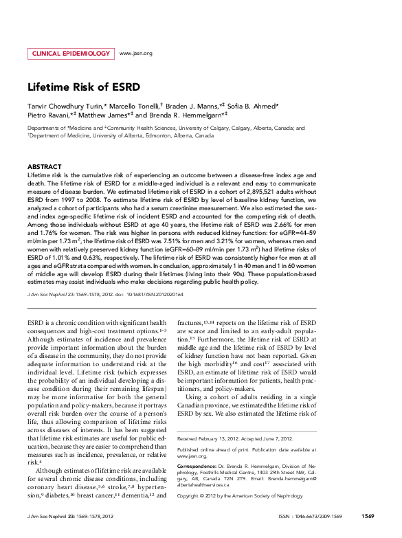(PDF) Lifetime Risk of ESRD