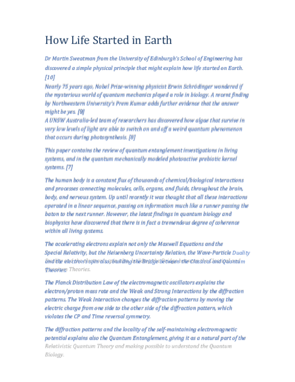 (PDF) HOW LIFE APPEARED ON THE EARTH? How the earth came to be where it ...