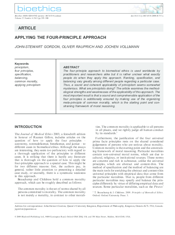 (PDF) Applying The Four-Principle Approach
