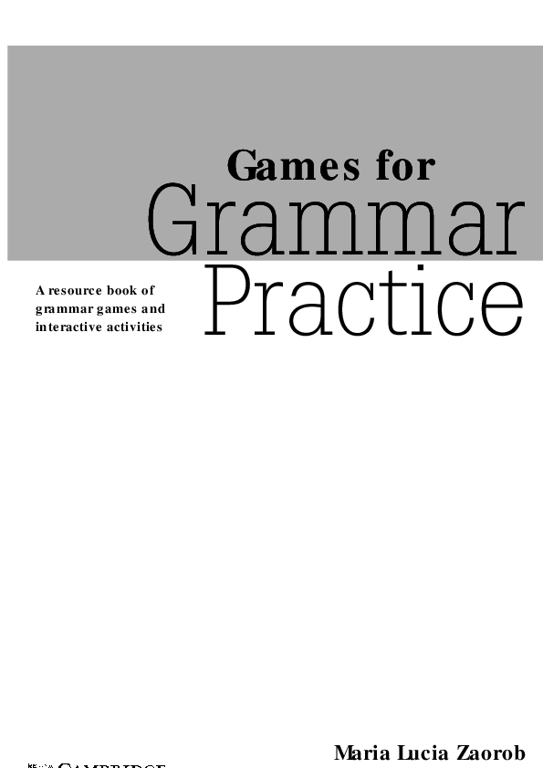 (PDF) Grammar Practice Games for A resource book of grammar games and ...
