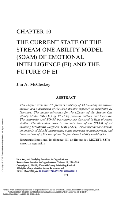 (PDF) The Current State of the Stream One Ability Model (SOAM) of ...