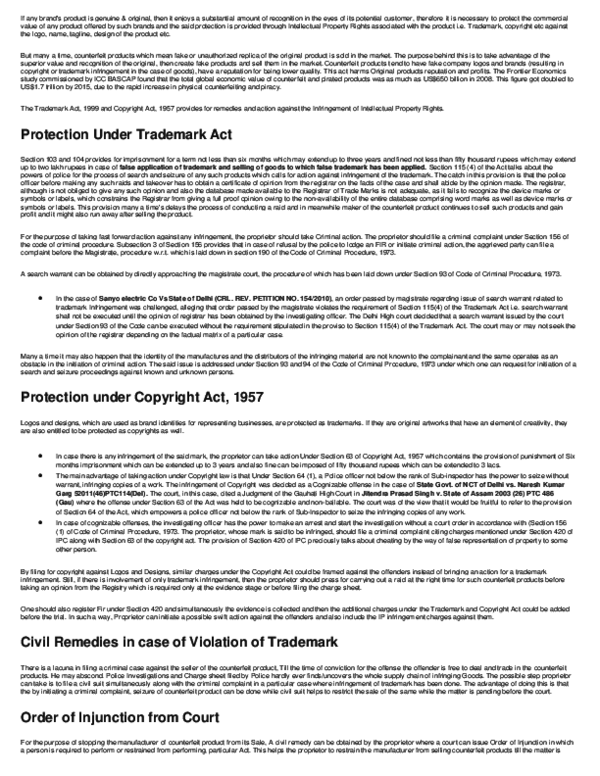 (DOC) Protection Under Trademark Act