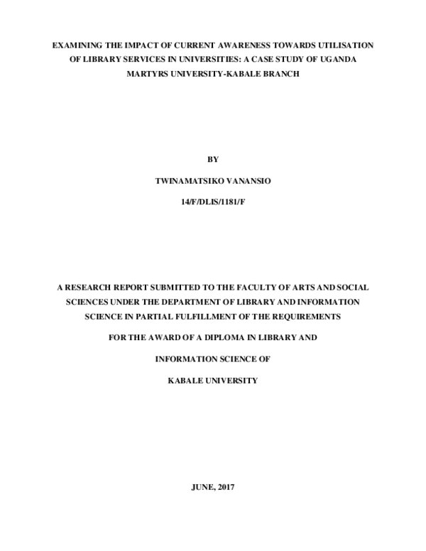 (PDF) EXAMINING THE IMPACT OF CURRENT AWARENESS TOWARDS UTILISATION OF ...