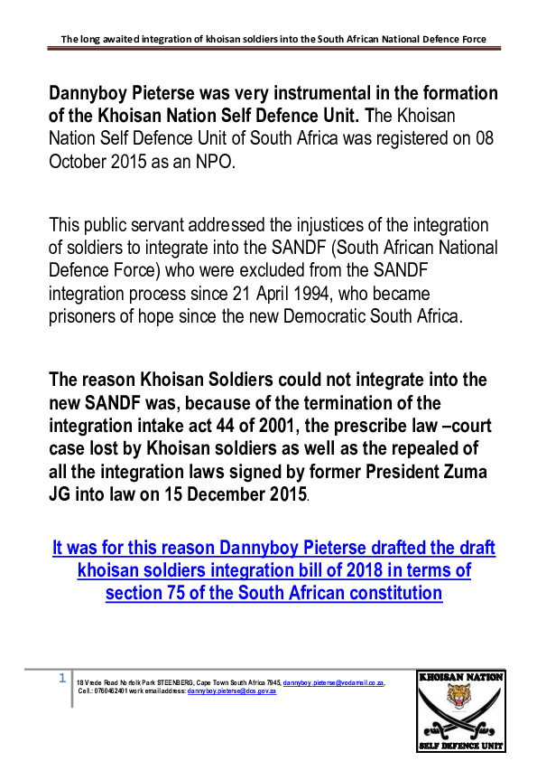 (PDF) The long awaited integration of khoisan soldiers into the South ...