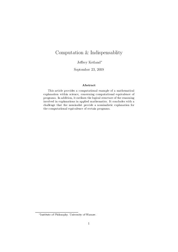 (PDF) Computation & Indispensability