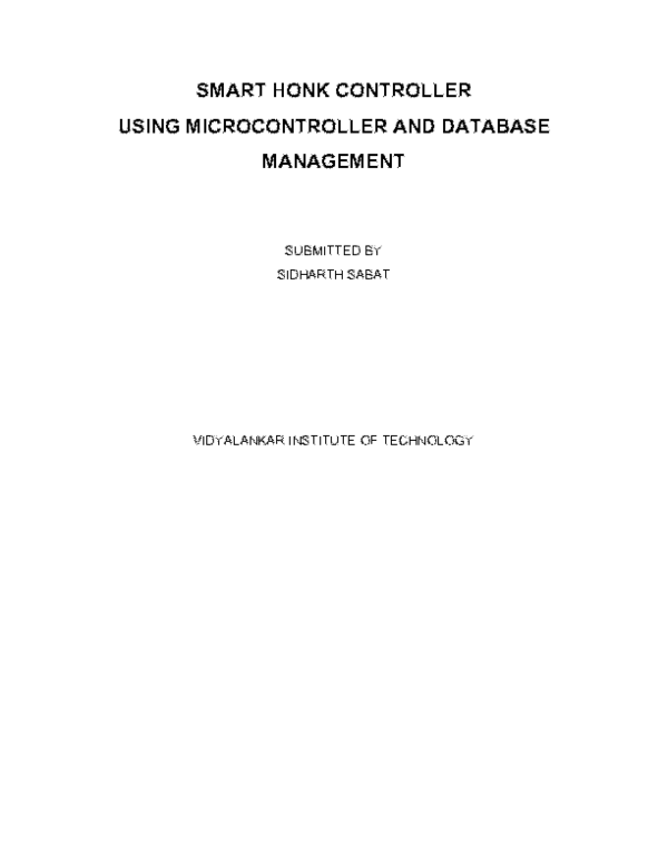 (PDF) SMART HONK CONTROLLER USING MICROCONTROLLER AND DATABASE MANAGEMENT