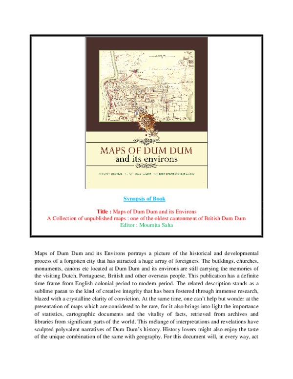 (PDF) Synopsis of Book Title : Maps of Dum Dum and its Environs A ...