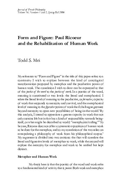 (PDF) “Form and Figure: Paul Ricoeur and the Rehabilitation of Human ...