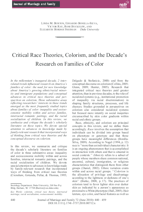 (PDF) Critical Race Theories, Colorism, and the Decade's Research on ...