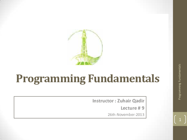 (PDF) Programming Fundamentals | robina niazi - Academia.edu