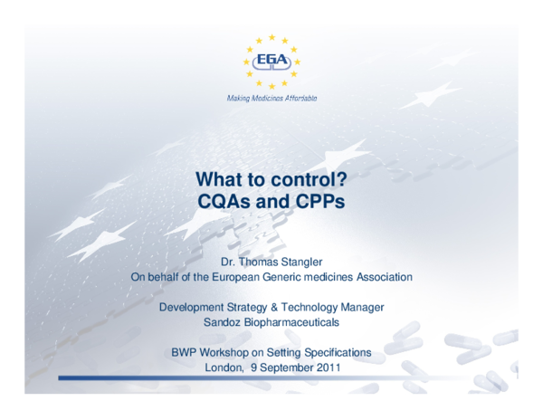 (PDF) What to control? CQAs and CPPs