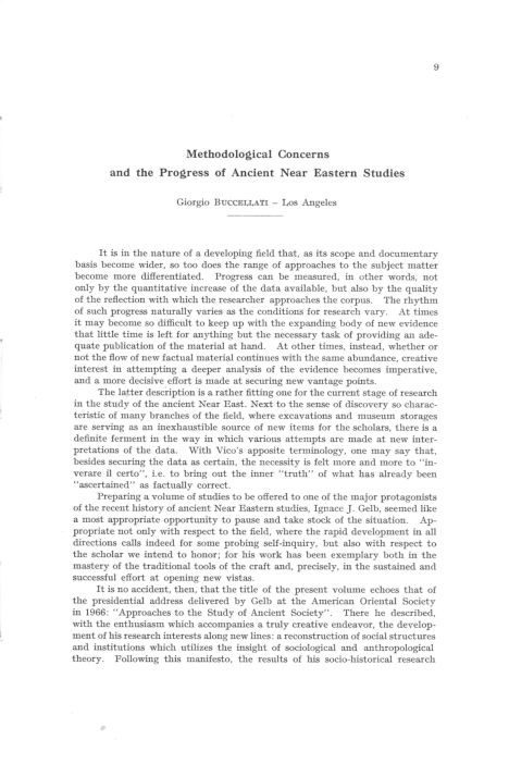 (PDF) Methodological Concerns and the Progress of Ancient Near Eastern ...