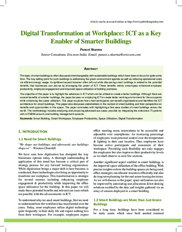 (PDF) Digital Transformation at Workplace: ICT as a Key Enabler of ...