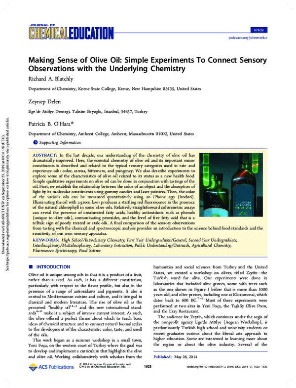 (PDF) Making Sense of Olive Oil: Simple Experiments To Connect Sensory ...