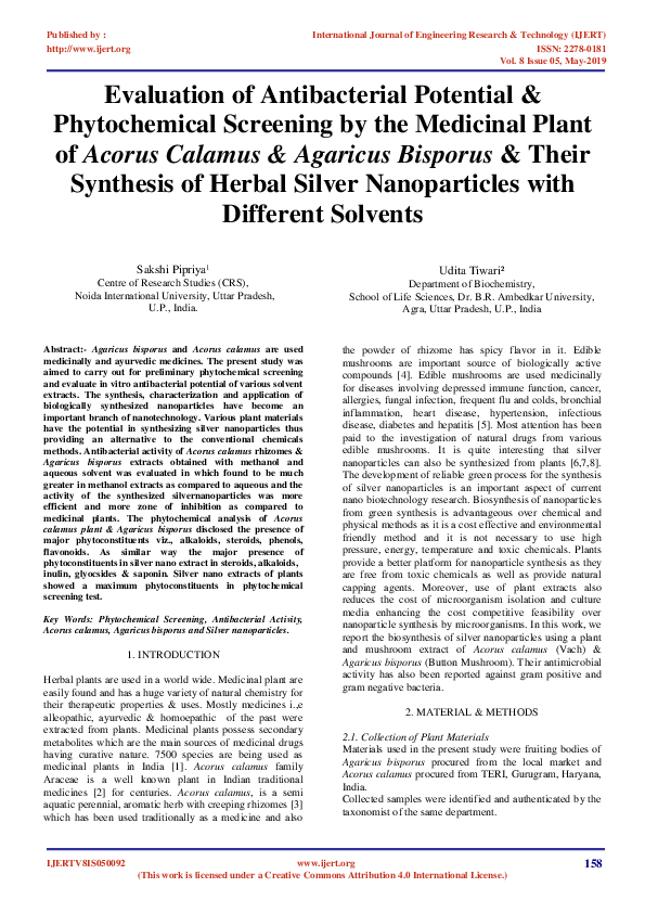 (PDF) IJERT-Evaluation of Antibacterial Potential & Phytochemical Screening by the Medicinal ...