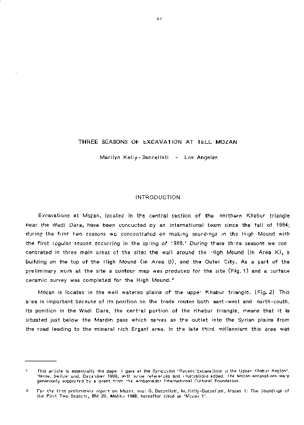 (PDF) Three Seasons of Excavation at Tell Mozan