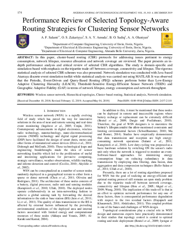 Pdf Performance Review Of Selected Topology Aware Routing Strategies For Clustering Sensor