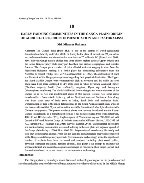 (PDF) Early farming communities in the Ganga Plain: Origin of ...