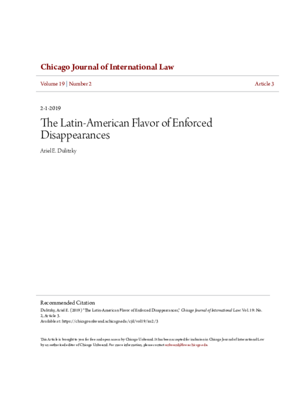 (PDF) The Latin-American Flavor of Enforced Disappearances