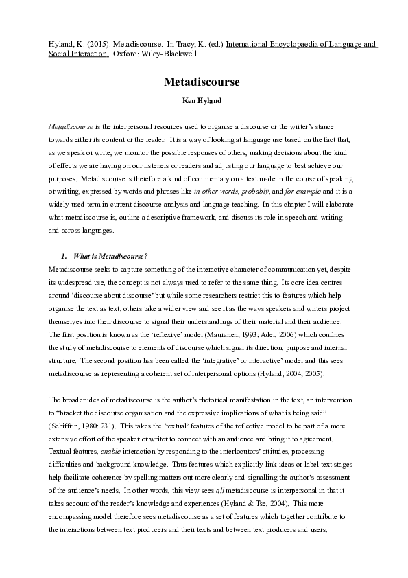 (DOC) Metadiscourse