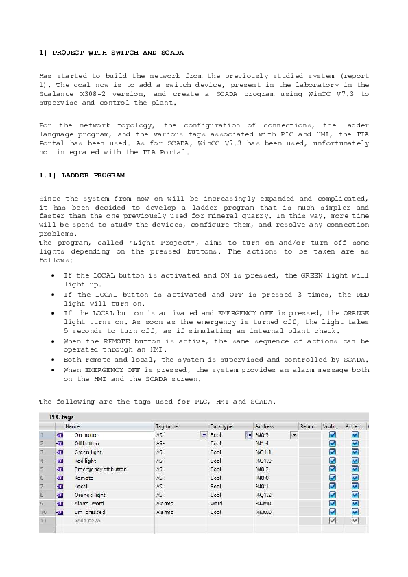 (PDF) PROJECT WITH SWITCH AND SCADA IN TIA