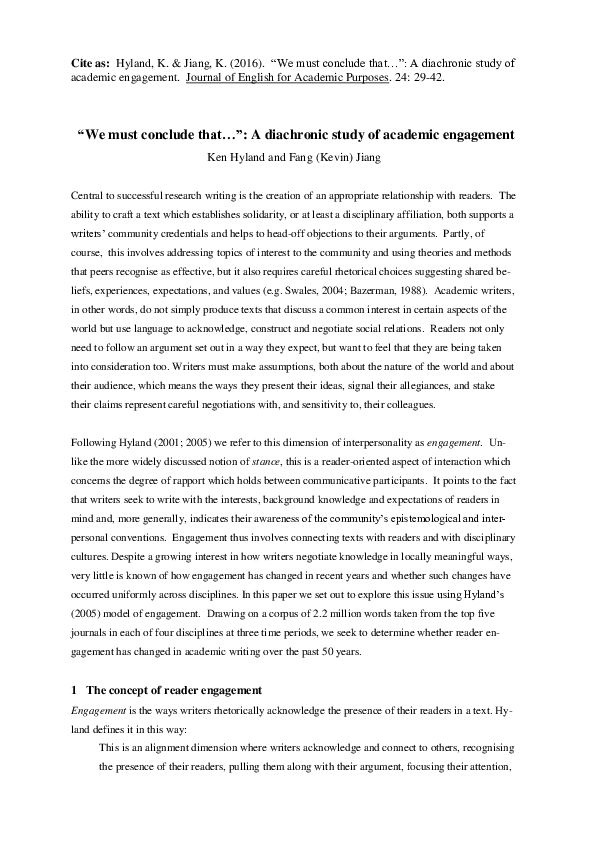 (DOC) "We must conclude that…": A diachronic study of academic engagement
