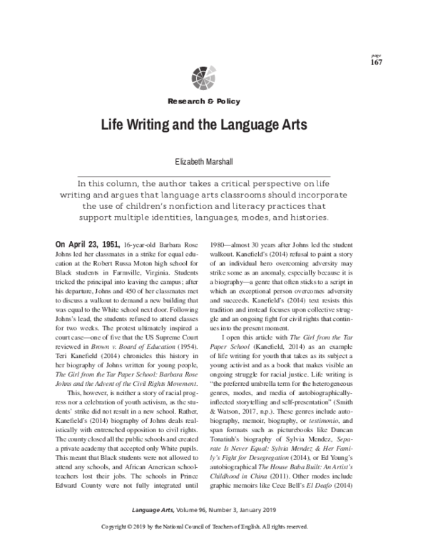 (PDF) Life Writing and the Language Arts