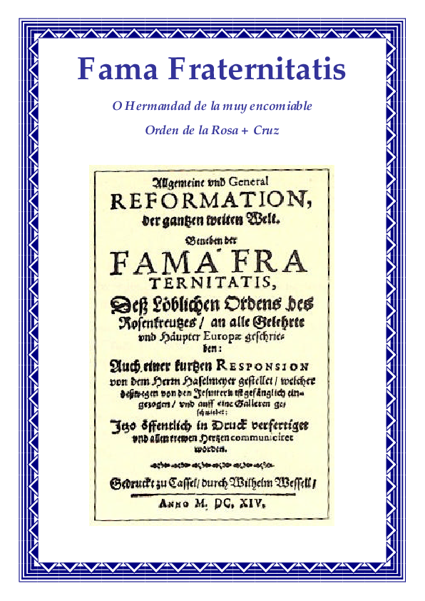 (PDF) Fama Fraternitatis O Hermandad de la muy encomiable Orden de la ...
