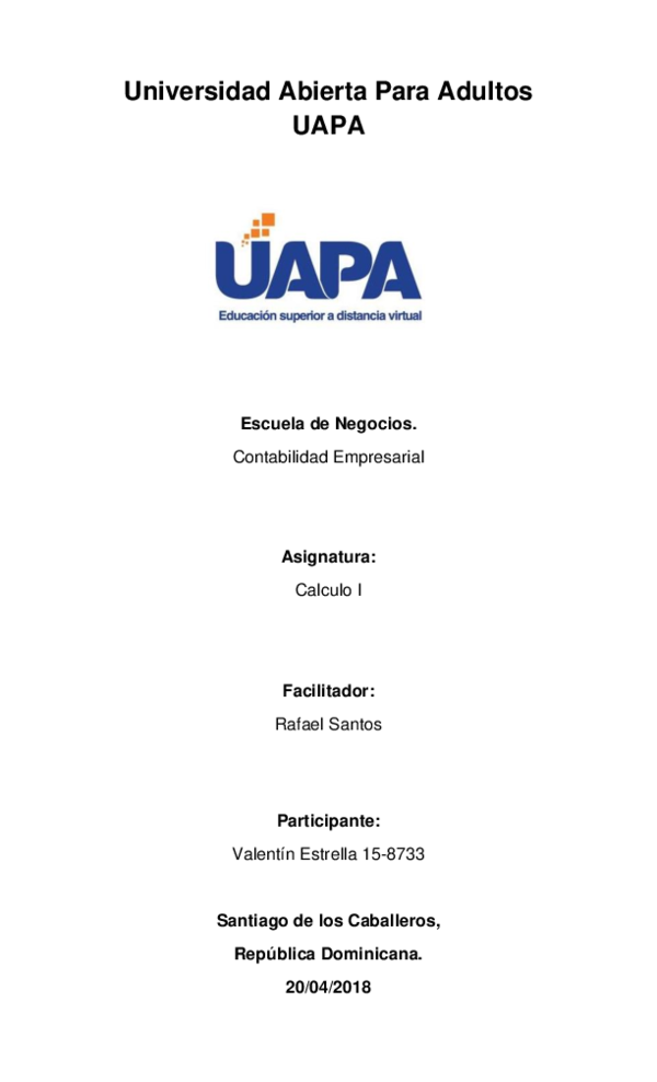 (DOC) Universidad Abierta Para Adultos UAPA Escuela de Negocios