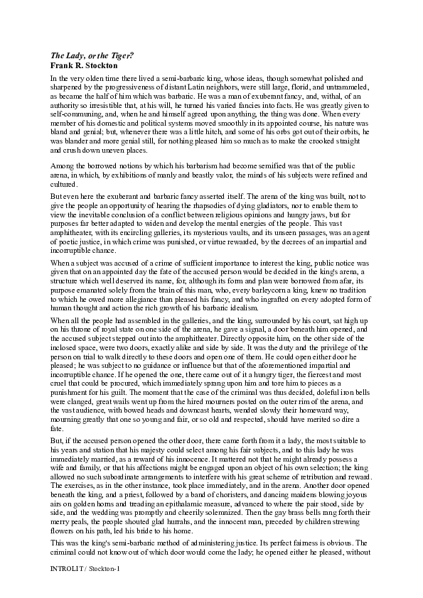 (PDF) The Lady, or the Tiger