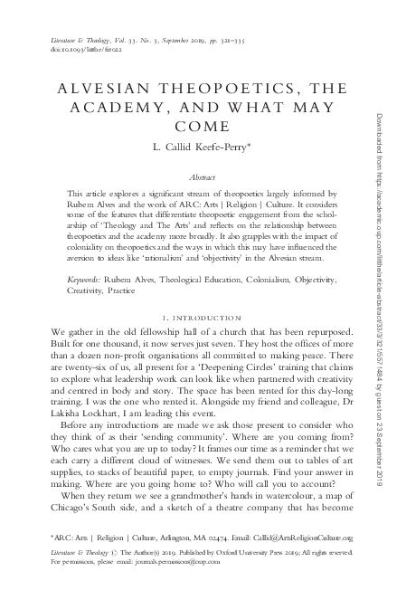 (PDF) L. Callid Keefe-Perry, Alvesian theopoetics, the academy, and ...