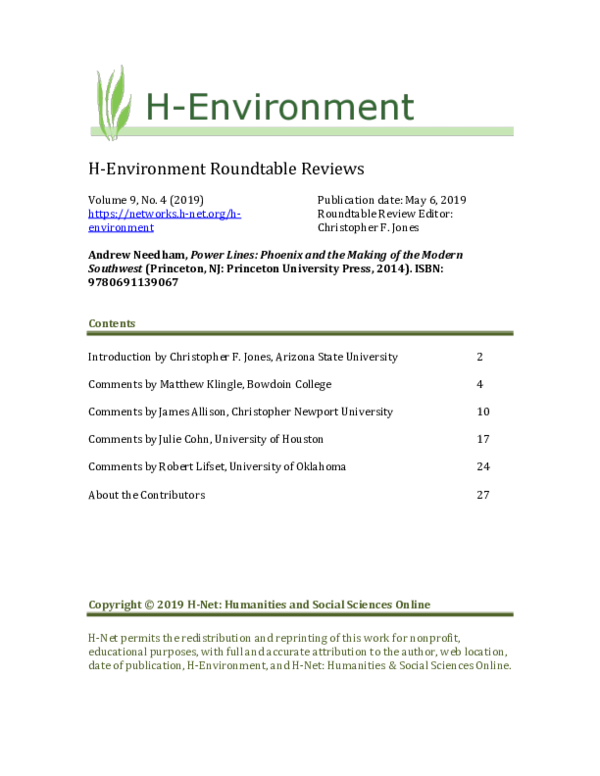 (PDF) Review of Andrew Needham, Power Lines: Phoenix and the Making of ...