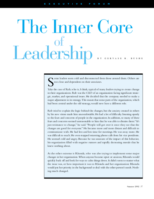 (PDF) The Inner Core of Leadership