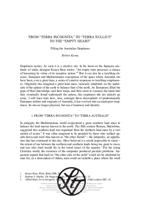 (PDF) FROM “TERRA INCOGNITA” TO “TERRA NULLIUS” TO THE “EMPTY HEART ...