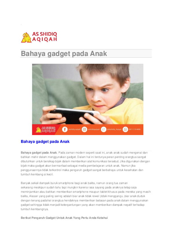 (PDF) Bahaya gadget pada Anak Bahaya gadget pada Anak