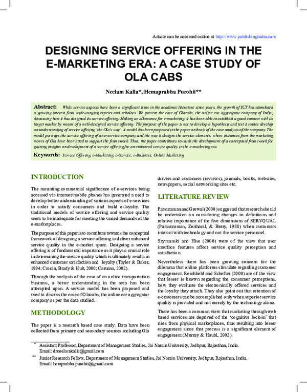 (PDF) Designing Service Offering in the E-Marketing Era: A Case Study ...
