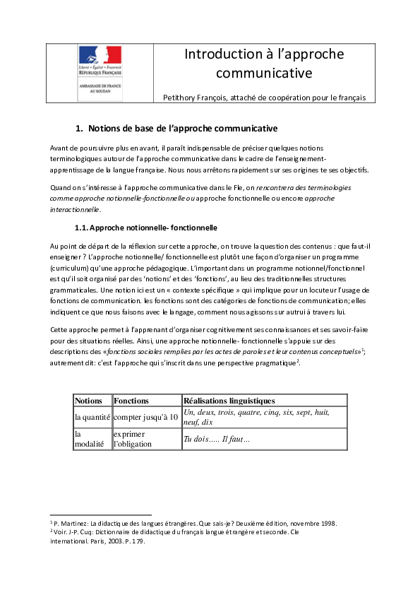 l'approche communicative en didactique des langues étrangères