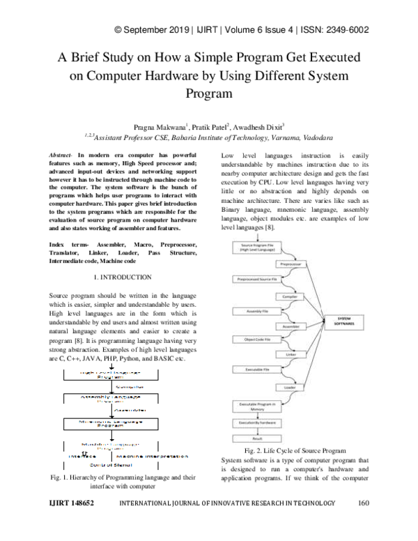 (PDF) A Brief Study on How a Simple Program Get Executed on Computer ...