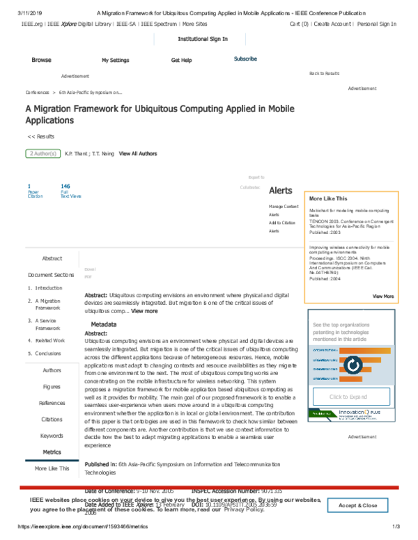 Pdf A Migration Framework For Ubiquitous Computing Applied In Mobile Applications Ieee