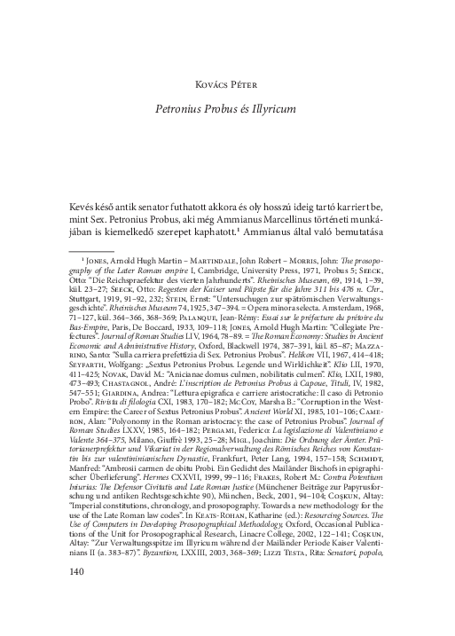 (PDF) Petronius Probus és Illyricum
