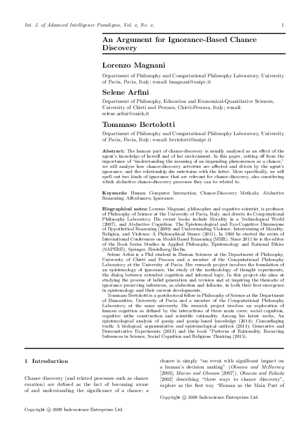 (PDF) An Argument for Ignorance-Based Chance Discovery