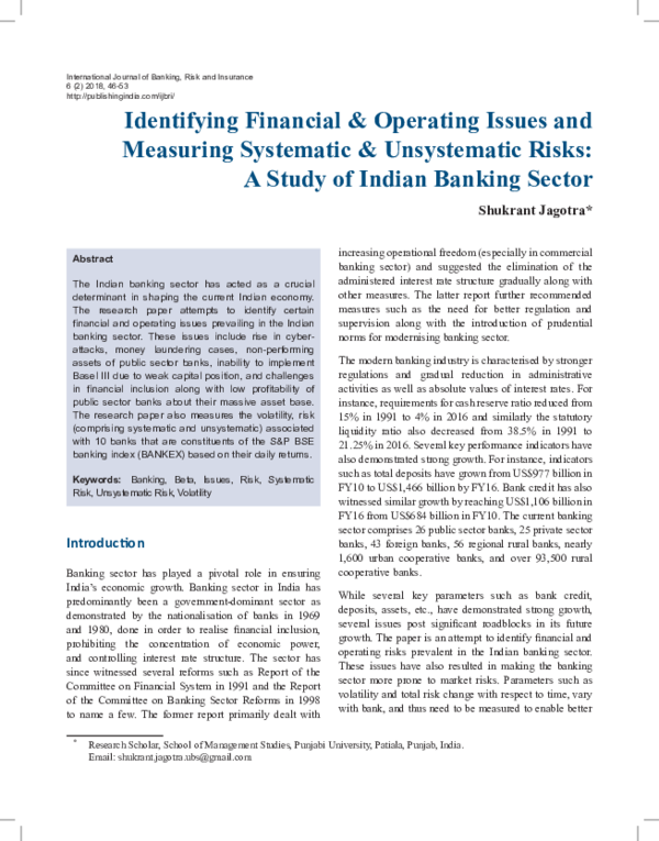 (PDF) Identifying Financial & Operating Issues and Measuring Systematic ...