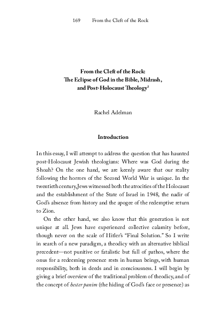 (PDF) From the Cleft of the Rock: The Eclipse of God in the Bible ...