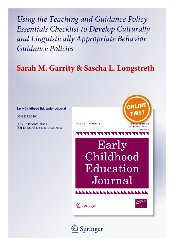 (PDF) Using the Teaching and Guidance Policy Essentials Checklist to ...