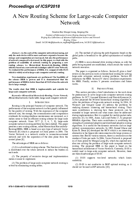 (PDF) A New Routing Scheme for Large-scale Computer Network
