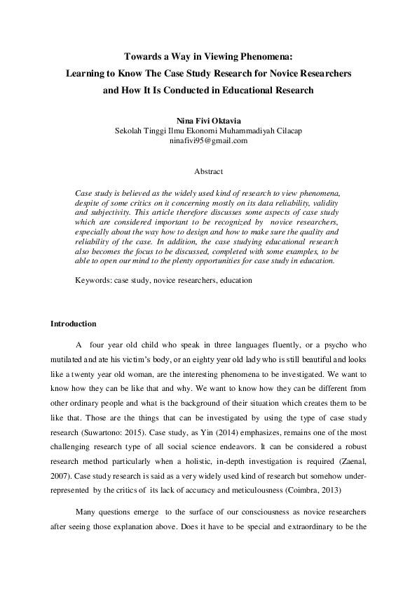 (PDF) CASE STUDY METHODS | ZUHAL AHNAN - Academia.edu