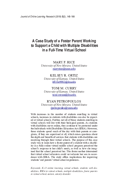 (PDF) A Case Study of a Foster Parent Working to Support a Child with ...