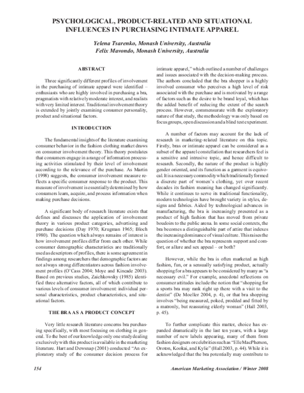 (PDF) PSYCHOLOGICAL, PRODUCT-RELATED AND SITUATIONAL INFLUENCES IN ...
