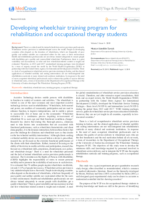 (PDF) Developing wheelchair training program for rehabilitation and ...