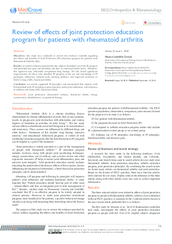 (PDF) Review of effects of joint protection education program for ...